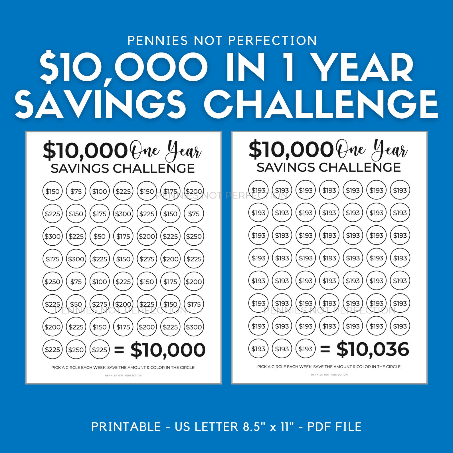  10 000 Dollar Savings Challenge Tracker Printable